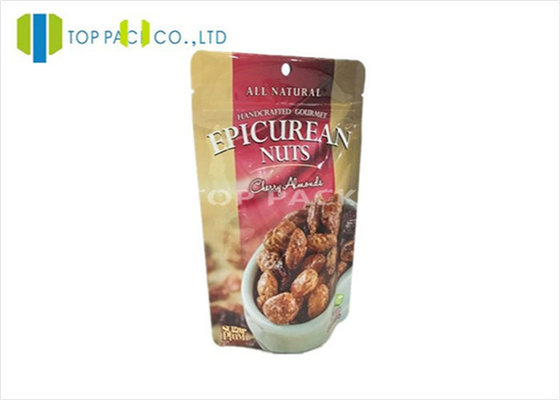 Glossy Finished resealable foil pouches , Zipper eco friendly stand up pouches for Nuts