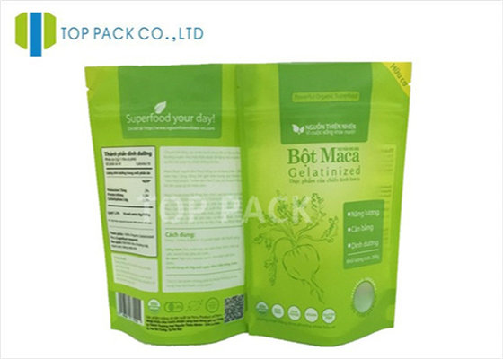 Matte Surface Zip Lock Stand Up Pouch Packaging , Tea Powder resealable food packaging bags