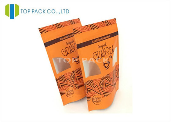 SGS Custom Color Clear Window stand up pouch with ziplock , Matte Finished