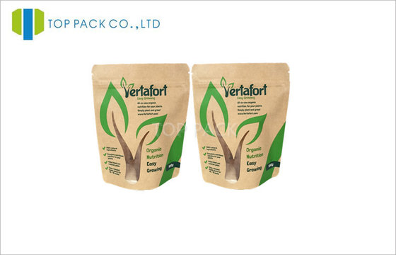 Green Printed Kraft Paper Stand Up Pouch Zip Lock Custom Window Food Packaging