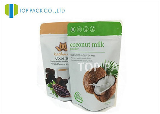 Zip Lock Reusable eco friendly stand up pouches for Coconut