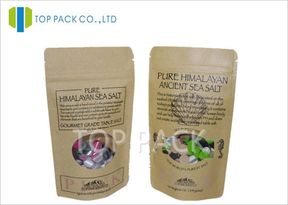 Food Grade Kraft Paper Stand Up Pouches Round Window food pouches packaging Zipper