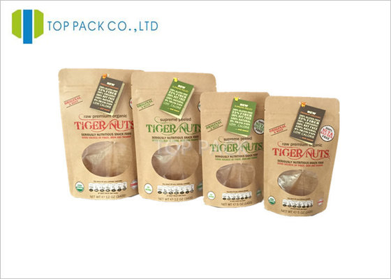 Heat Sealed Kraft Paper Stand Up Pouch Zipper , Tiger Nuts stand up barrier pouches Packaging
