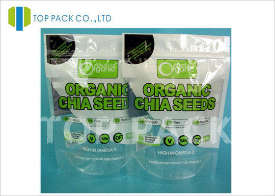 Food Grade Stand Up Zipper Bag / Laminated Material plastic bag stand Organic Chia Seed
