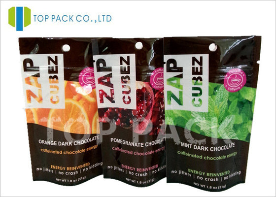 Full Printing Plastic Stand Up Pouches Zipper Top Laminated Chocolate Fruit