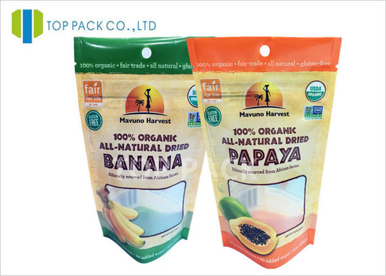 Custom Printing Stand Up Pouch Packaging Clear Window Matte Finish Dried Fruit Zipper
