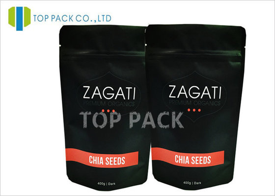 Chia Seeds Stand Up Packaging Bags Matte Finished Foil  Zipper Food Grade