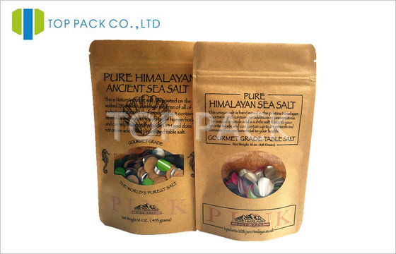 OEM Zipper paper stand up pouches Transparent Window Salt Packing