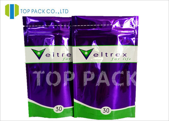 Gloss Printed Plastic Stand Up Pouches , Laminated Tea Resealable Food Packaging Bags
