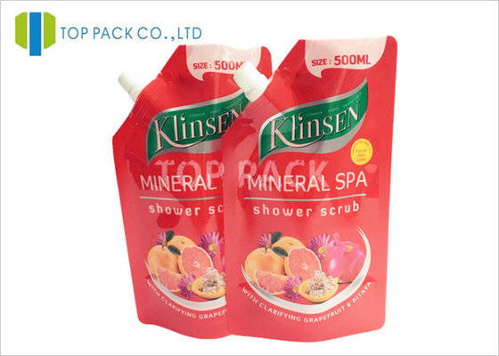 Full Color Printed Stand Up Pouch With Spout Plastic Food Grade Mineral Spa