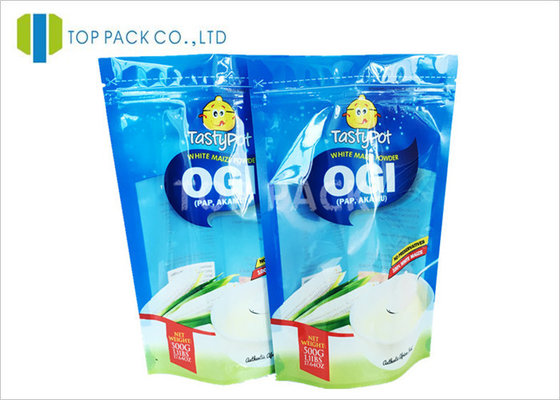 Blue Clear Front 500g Stand Up Food Pouches , Powder Plastic Bag Packaging Food Grade