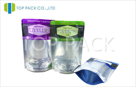 Custom Logo Zipper Front Clear Back Foil Pouch Packaging / Green Tea Resealable Pouches