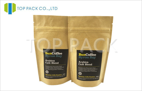 Printing Brown kraft paper zipper bags , Laminated stand up coffee bags