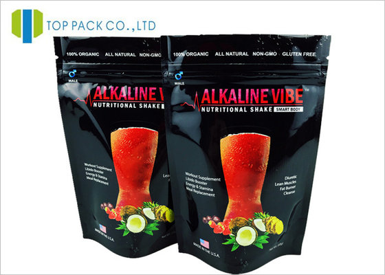 Glossy Printing Aluminum Foil Stand Up Pouches , Ziplock stand up bags Juice Use