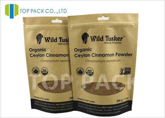 Food Grade Kraft Paper Stand Up Pouches With Window , Zipper Pouch Packaging Plane Hole