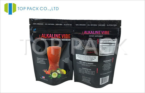 Printing Matte Black Super Food Packaging Pouches , Resealable Foil Pouches With Zipper