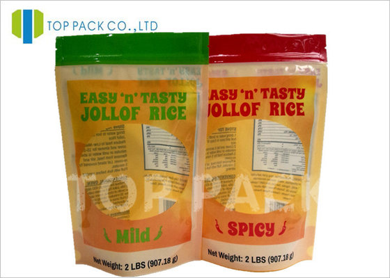 Eco Friendly Resealable Stand Up Pouches Clear Material 2lbs Rice Round Window