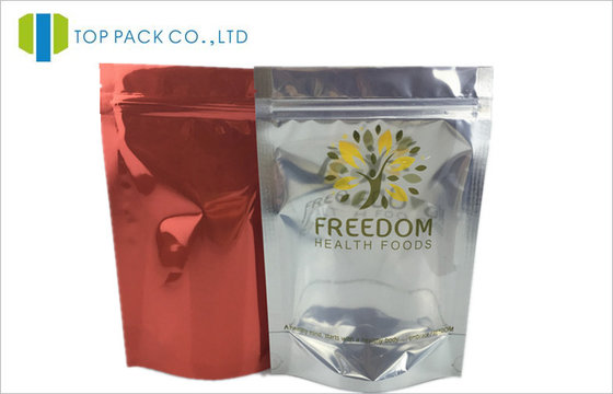 Glossy Finished Printed Stand Up Bags , Back Clear Foil Ziplock Bags Customized Color