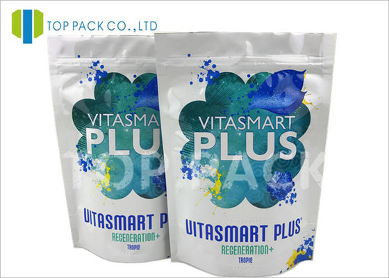 Custom Printed Aluminum Foil Resealable Food Bags Ziplock Top Glossy Surface