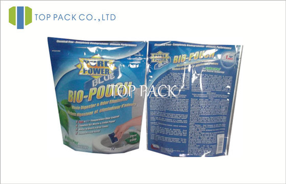 Blue Printed Foil Stand Up Pouches With Ziplock , Heat Seal Foil Bags