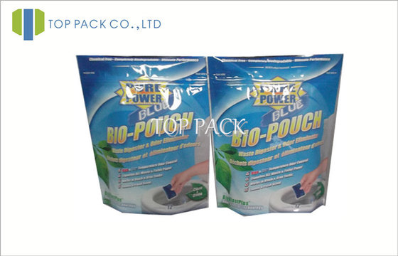 Blue Printed Foil Stand Up Pouches With Ziplock , Heat Seal Foil Bags