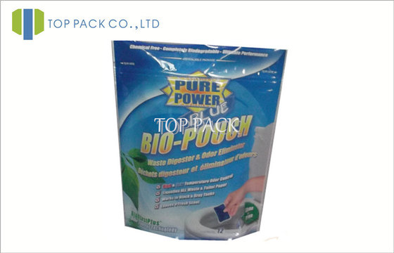 Blue Printed Foil Stand Up Pouches With Ziplock , Heat Seal Foil Bags