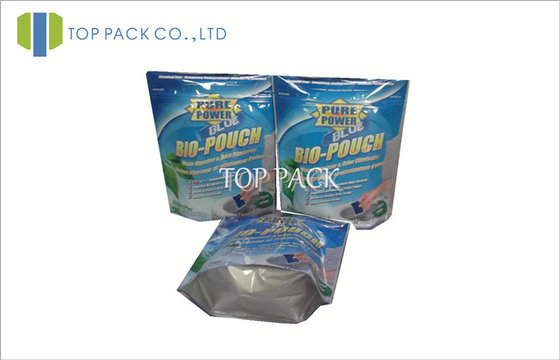 Blue Printed Foil Stand Up Pouches With Ziplock , Heat Seal Foil Bags