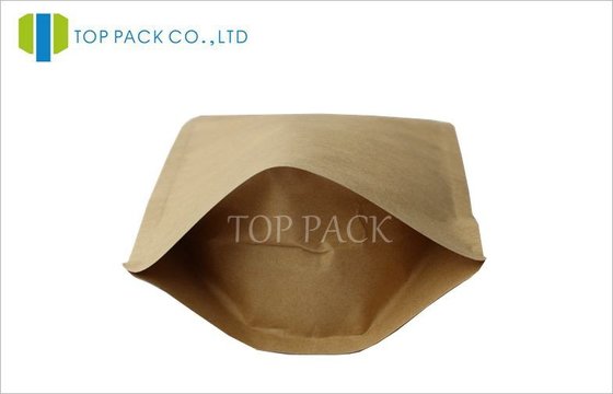 Kraft Paper Stand Up Coffee Pouch Bags , Kraft Zip Bags Food Grade 250gram