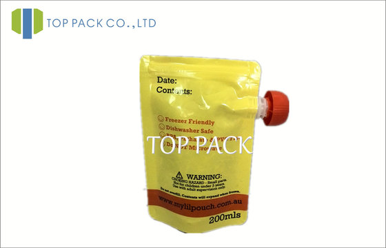 Plastic Spouted Pouches Packaging , Liquid Pouch Packaging Yellow / Red