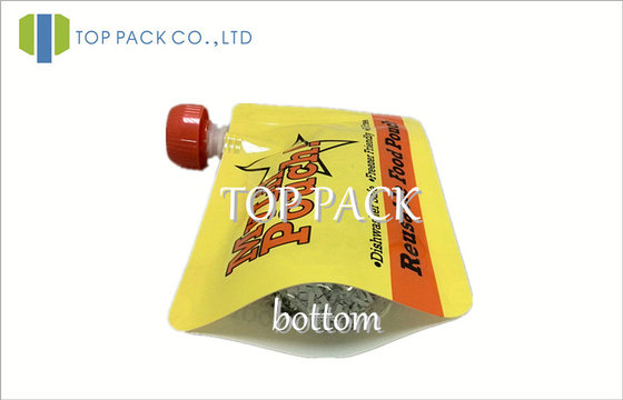Plastic Spouted Pouches Packaging , Liquid Pouch Packaging Yellow / Red