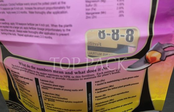Plastic Stand Up Pouches Packaging For Fertilizer 4 lb , PET / PE 2 Layer
