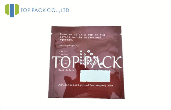 Coffee Printed Laminated Bags With Tear Notch , Three Side Heat Seal Bag