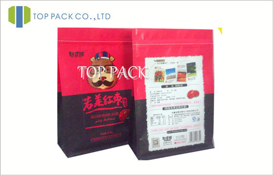 Flat Bottom Foil Stand Up Zip Pouch , Yellow / Red Printed Zip Pouch Food Grade