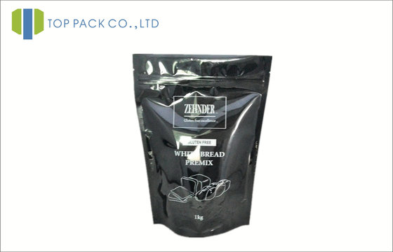Black Printed Laminated Bags For Bread Packaging , Stand Up Zipper Pouch