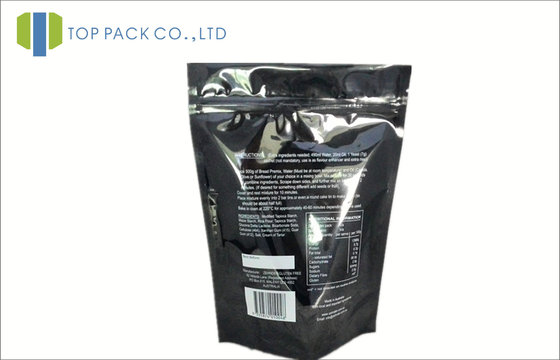 Black Printed Laminated Bags For Bread Packaging , Stand Up Zipper Pouch
