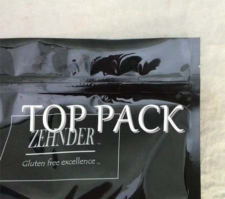 Black Printed Laminated Bags For Bread Packaging , Stand Up Zipper Pouch