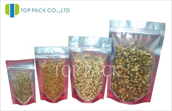 Tea Laminated Plain Stand Up Pouches With Zipper , Transparent Aluminum Foil Bag