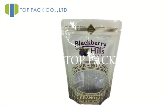 Reusable Plastic Stand Up Pouches For Nuts With Zipper And Window Food Grade