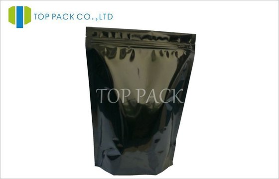 Black Plain Stand Up Pouches For Pet Food , Stand Up Zipper Pouch With K Seal Bottom