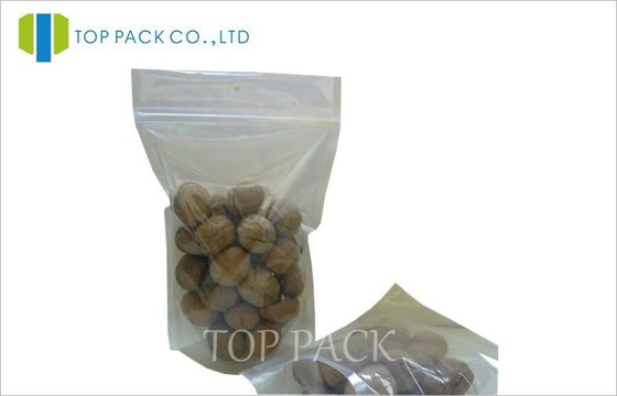 Clear Plain Stand Up Pouches For Nuts Packaging , 2 Layers PET / PE Plastic