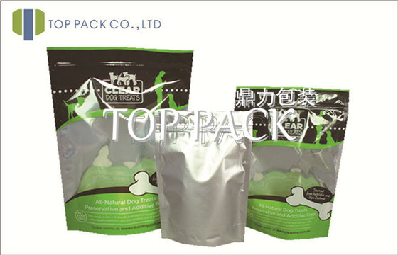 Bottom Gusset Pet Food Bags With Zipper 100g 250g 500g Green / Yellow