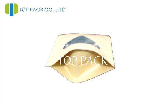 Foil Laminated Kraft Paper Stand Up Pouch With Zipper , Oval Window