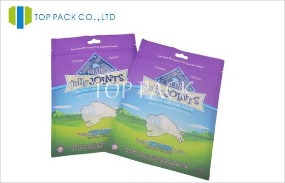 Plastic Printed Stand Up Bags With Zipper , Pet Food Packaging Bags 3.25oz