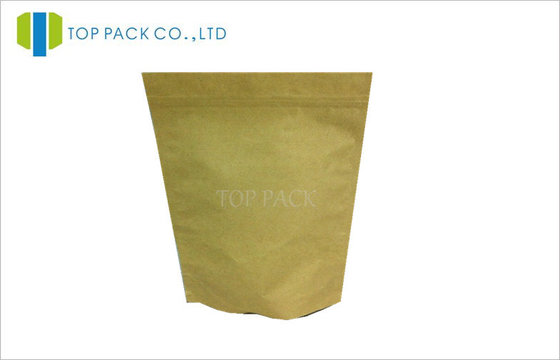 Food Grade Ziplock Kraft Paper Stand Up Pouch With Clear Window