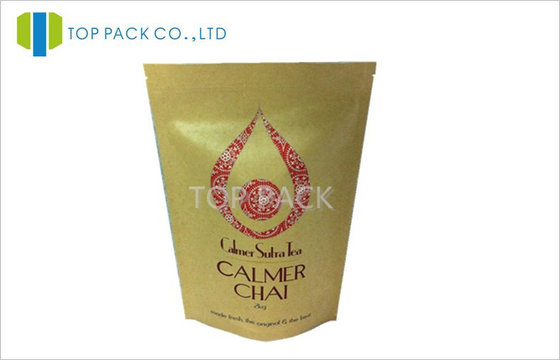 Foil Lined Kraft Paper Ziplock Stand Up Pouches For Food Packaging