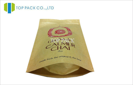 Foil Lined Kraft Paper Ziplock Stand Up Pouches For Food Packaging