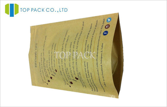 Foil Lined Kraft Paper Ziplock Stand Up Pouches For Food Packaging