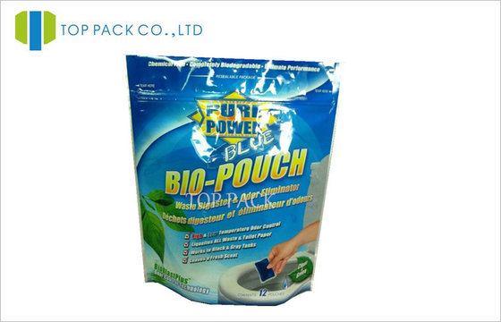 Blue Aluminum Ziplock Stand Up Pouches Environmental With Gravure Printing