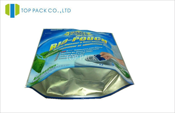 Blue Aluminum Ziplock Stand Up Pouches Environmental With Gravure Printing