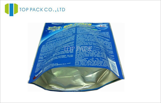 Blue Aluminum Ziplock Stand Up Pouches Environmental With Gravure Printing